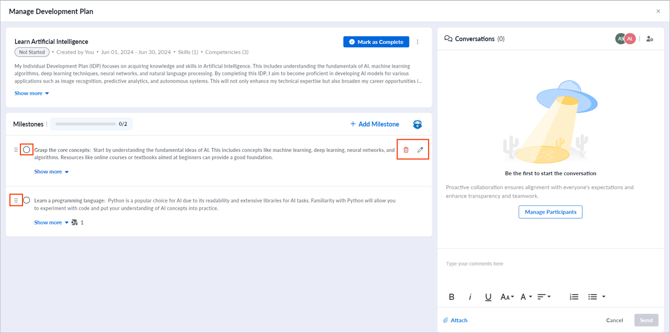 Add and manage milestones