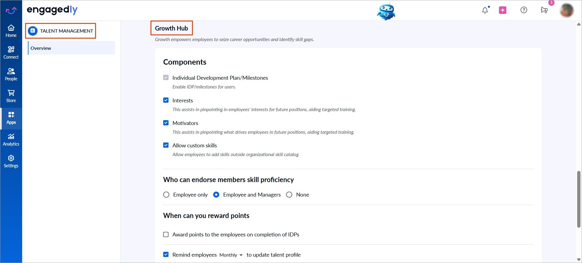 Configure growth settings