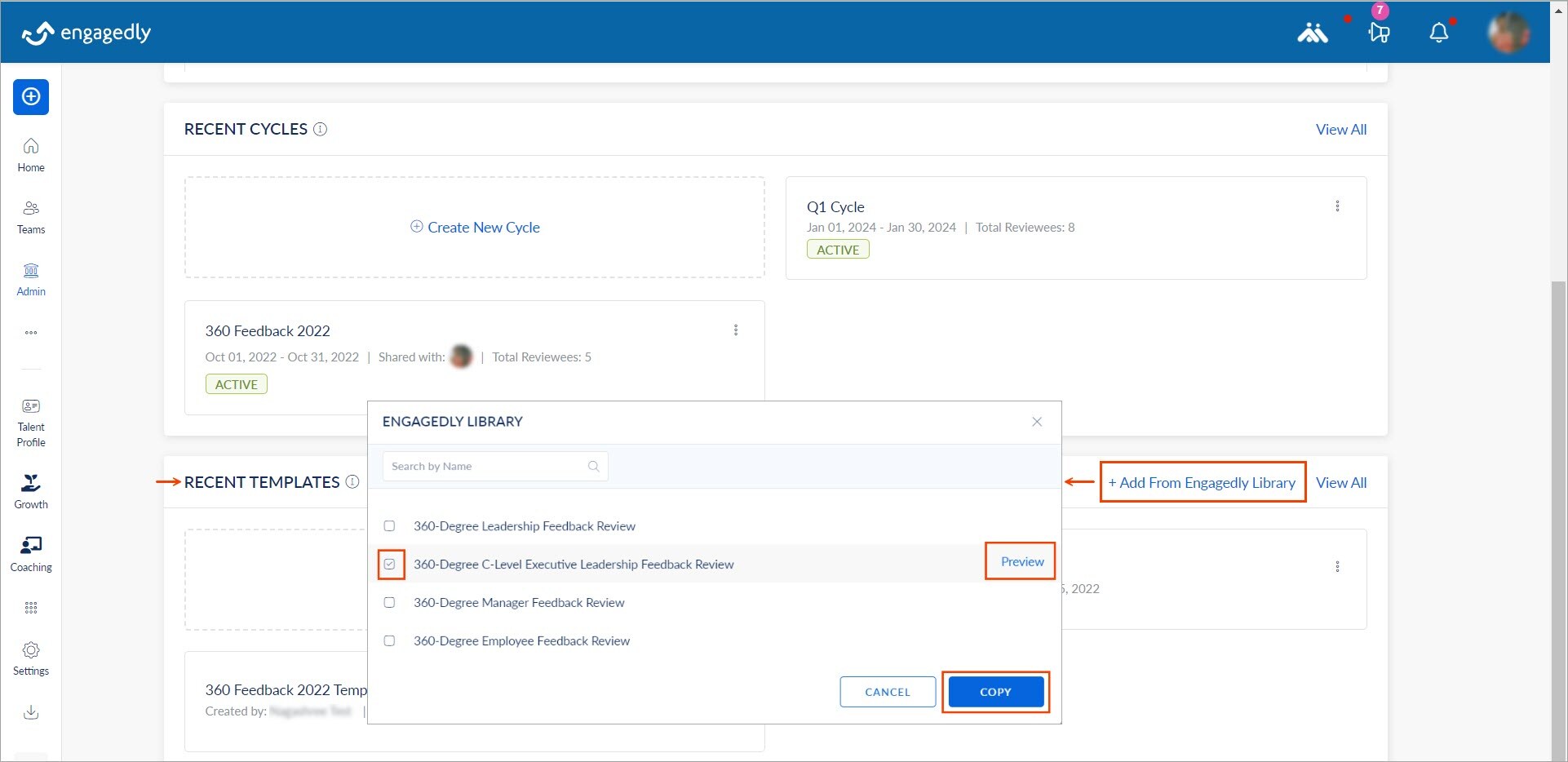 Create 360 feedback template