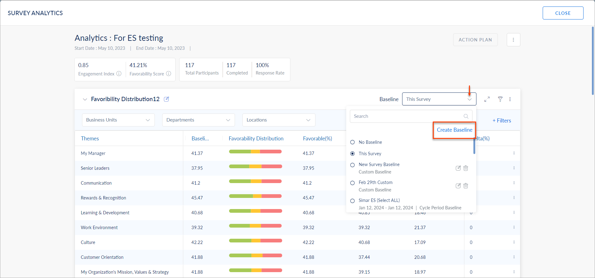 Create and manage baseline