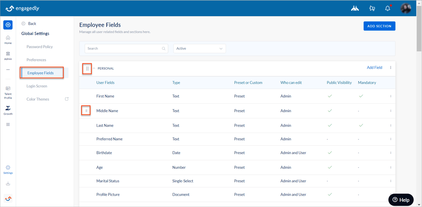 Overview of global settings