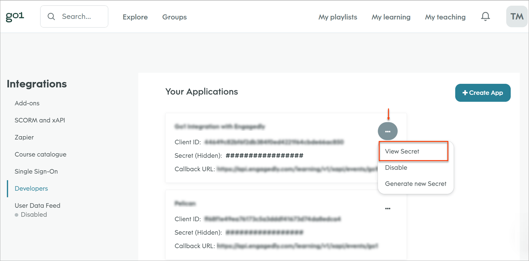 Setup Go1 Integration in Engagedly