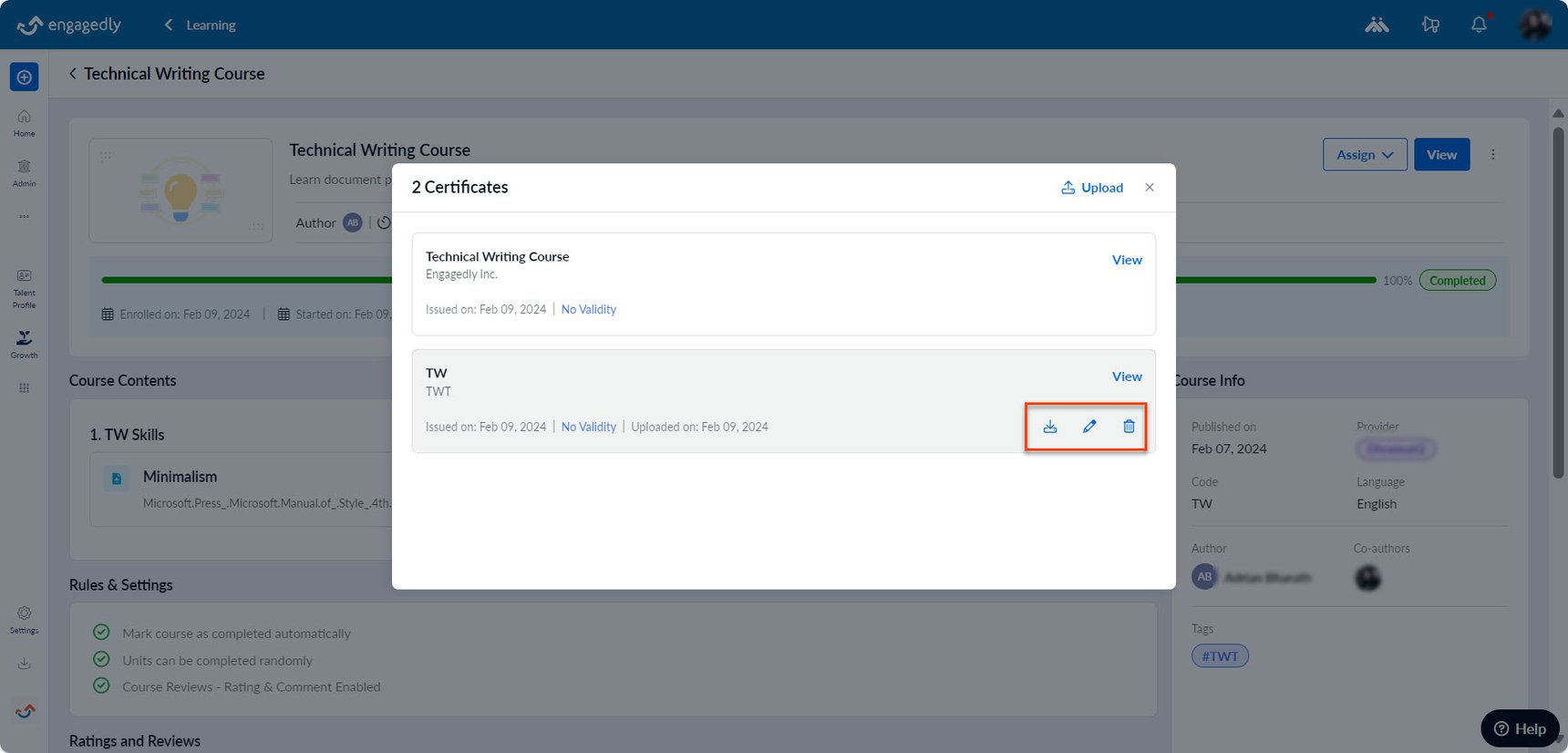 Download and manage certificates