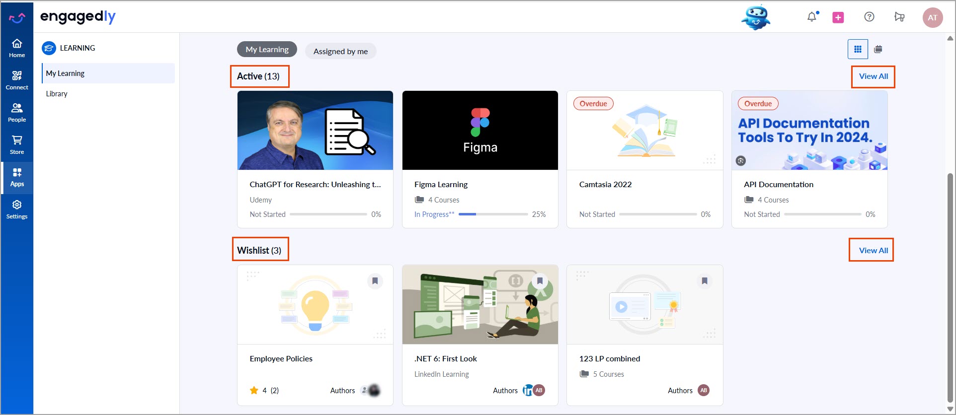 My learning dashboard