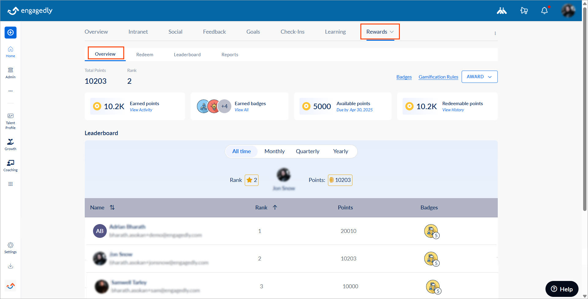 My rewards overview