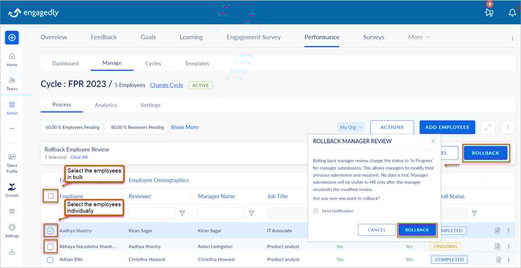 Rollback performance review