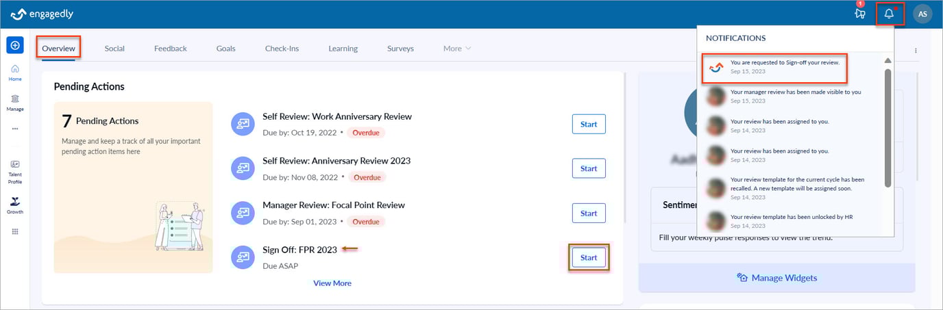 Sign off your performance review