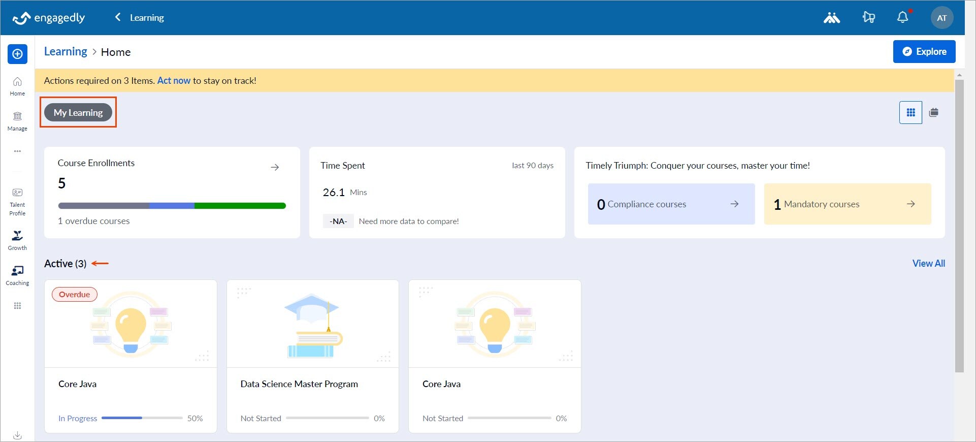 Start an assigned learning