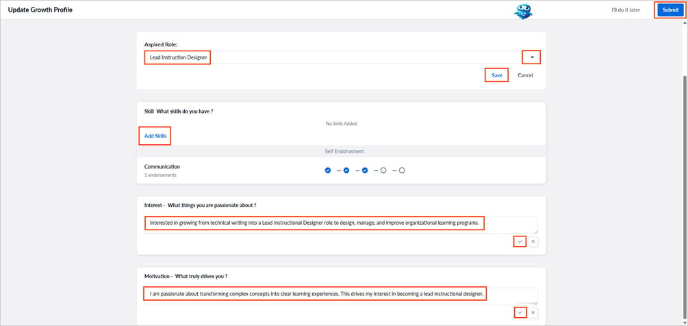 Submit your growth profile