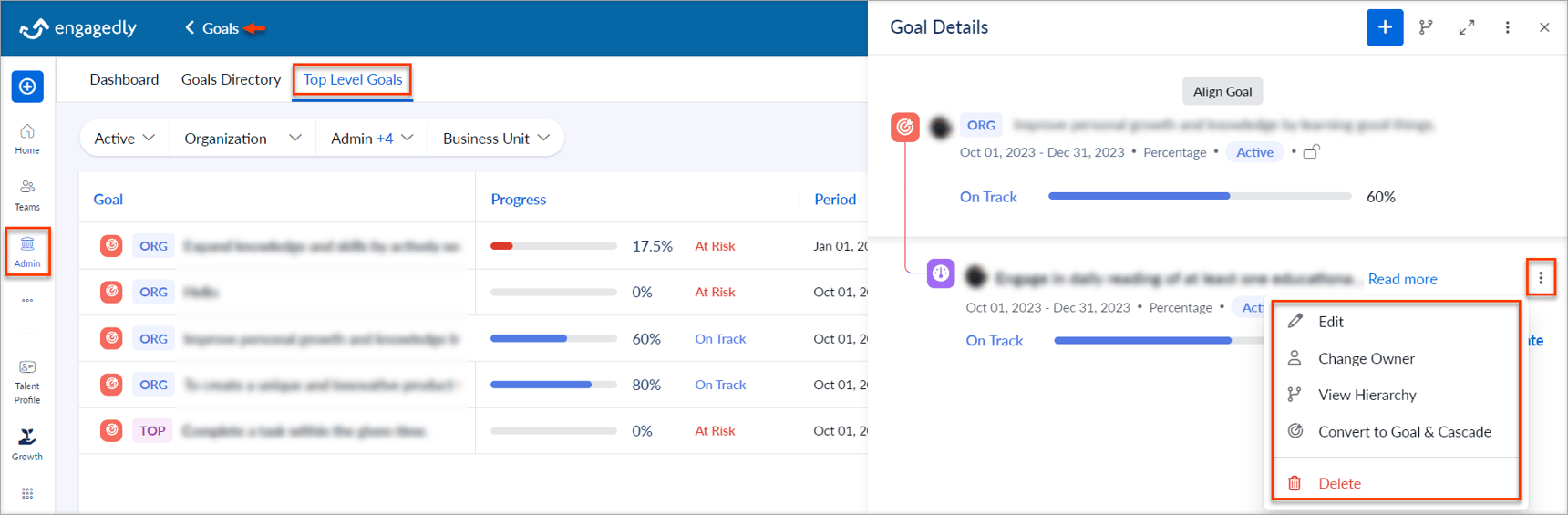 Manage the Top Level Goal