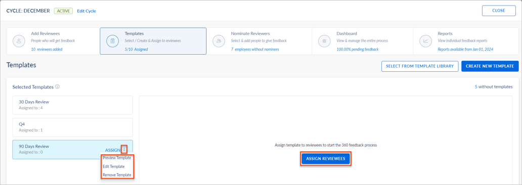 Assign and manage templates